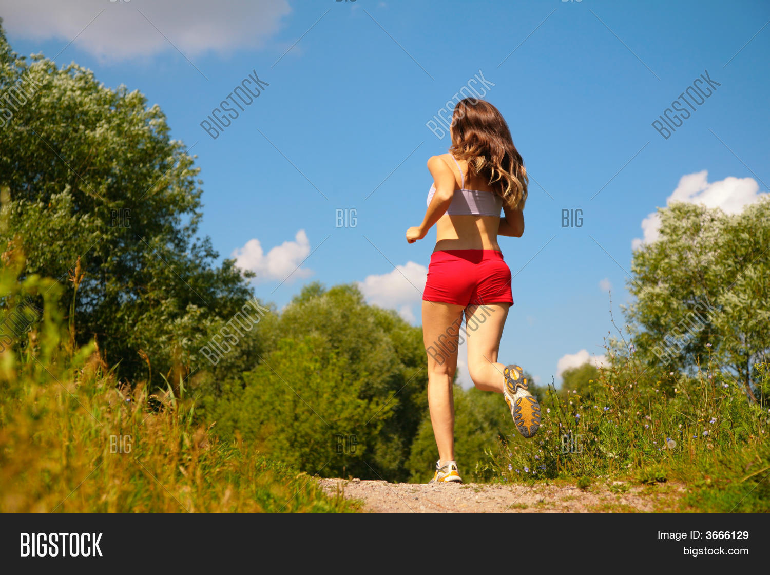 Girl Running Forest Image And Photo Free Trial Bigstock