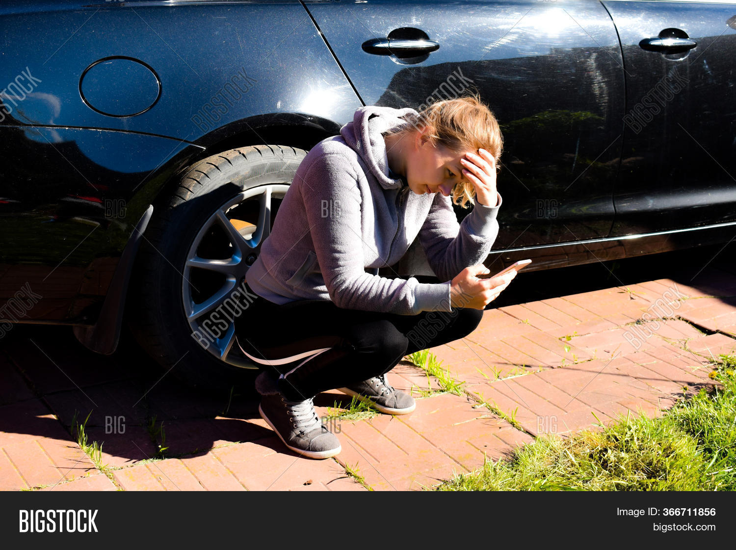 Sad Woman Sits Wheel Image & Photo (Free Trial) | Bigstock