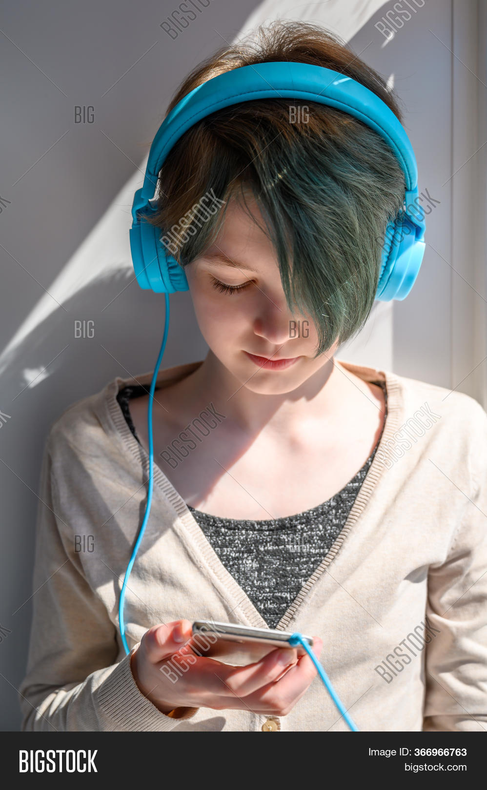 Sad Girl With Headphones