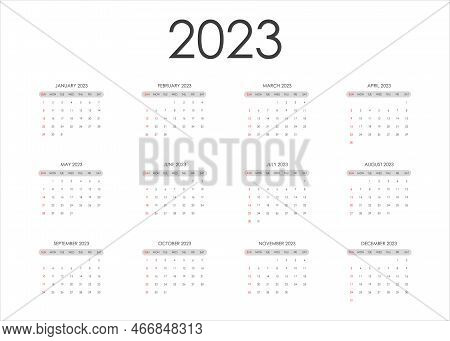 2023 Calendar. Week Vector & Photo (Free Trial) | Bigstock