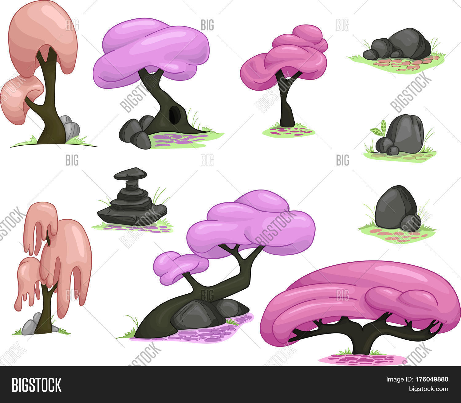 Spring Set Cartoon Vector & Photo (Free Trial) | Bigstock