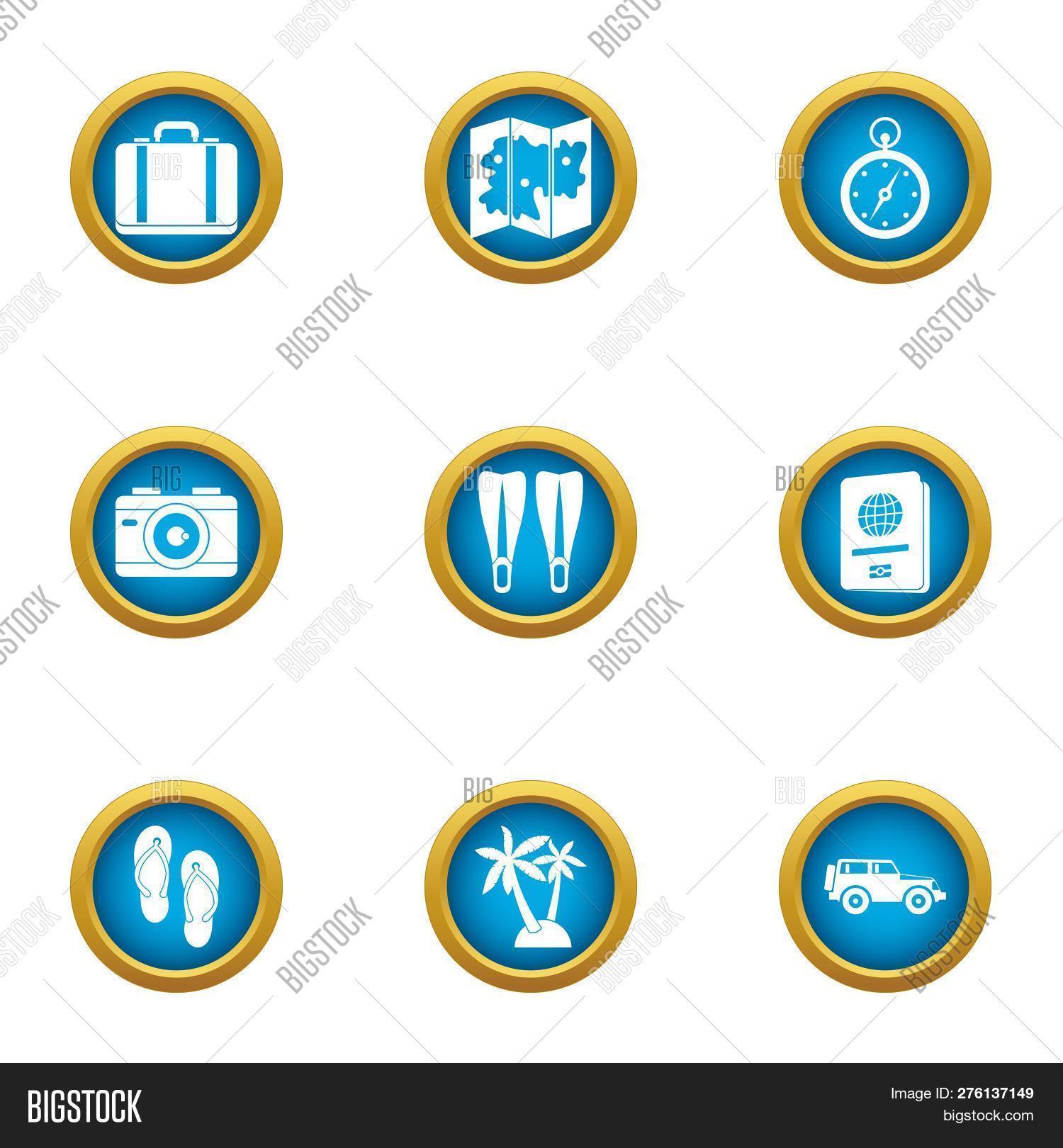 Wander Icons Set. Flat Image & Photo (Free Trial) | Bigstock