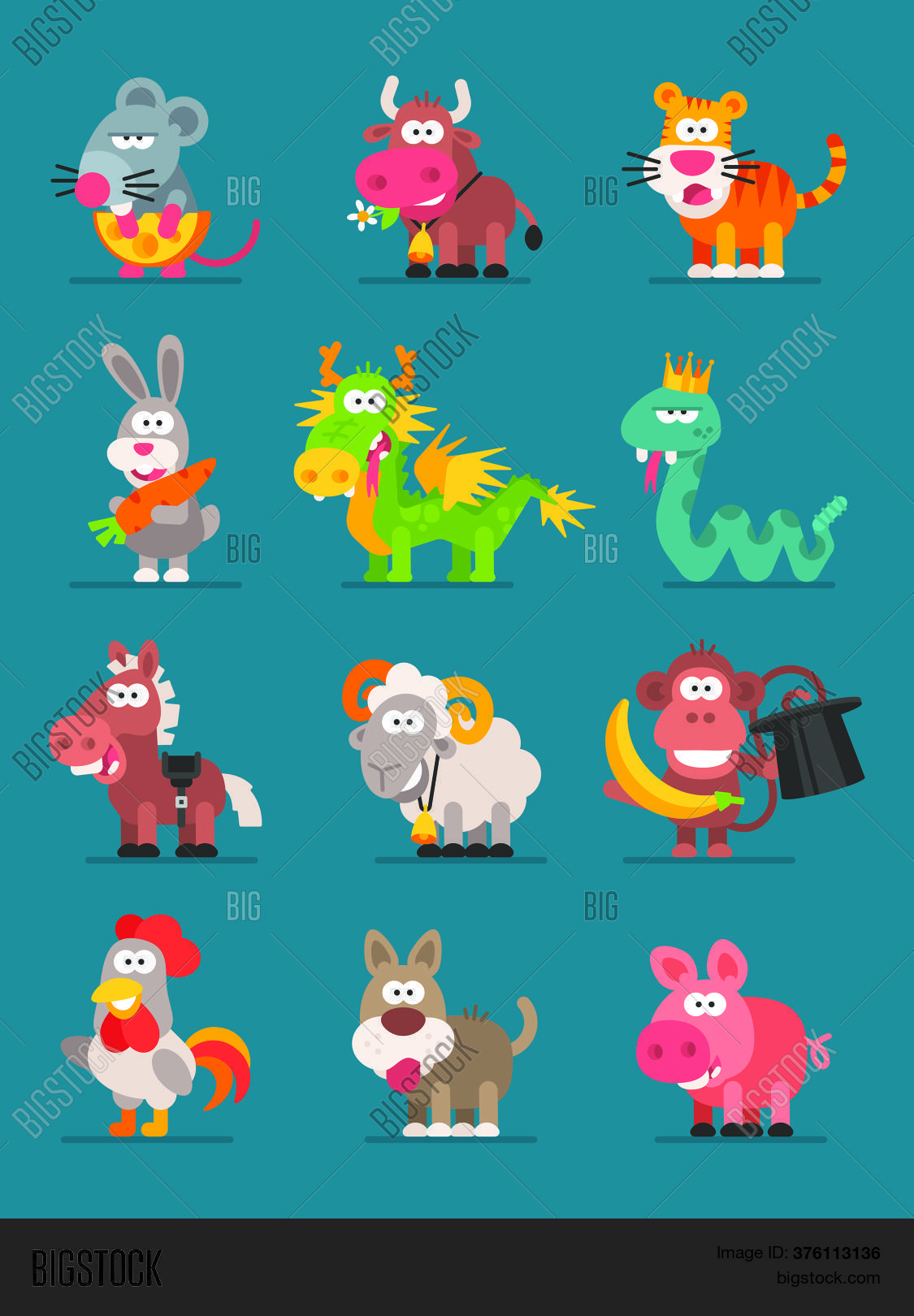 12 Animals Chinese Vector & Photo (Free Trial) | Bigstock