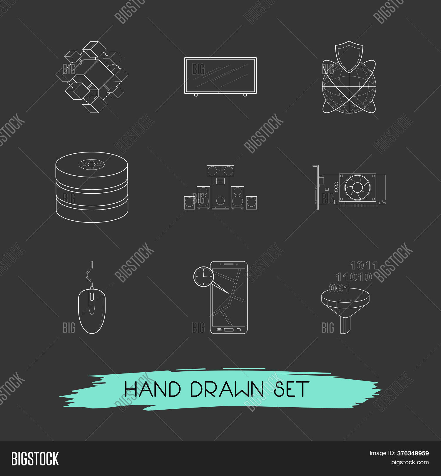 Set Tech Icons Line Image & Photo (Free Trial) | Bigstock