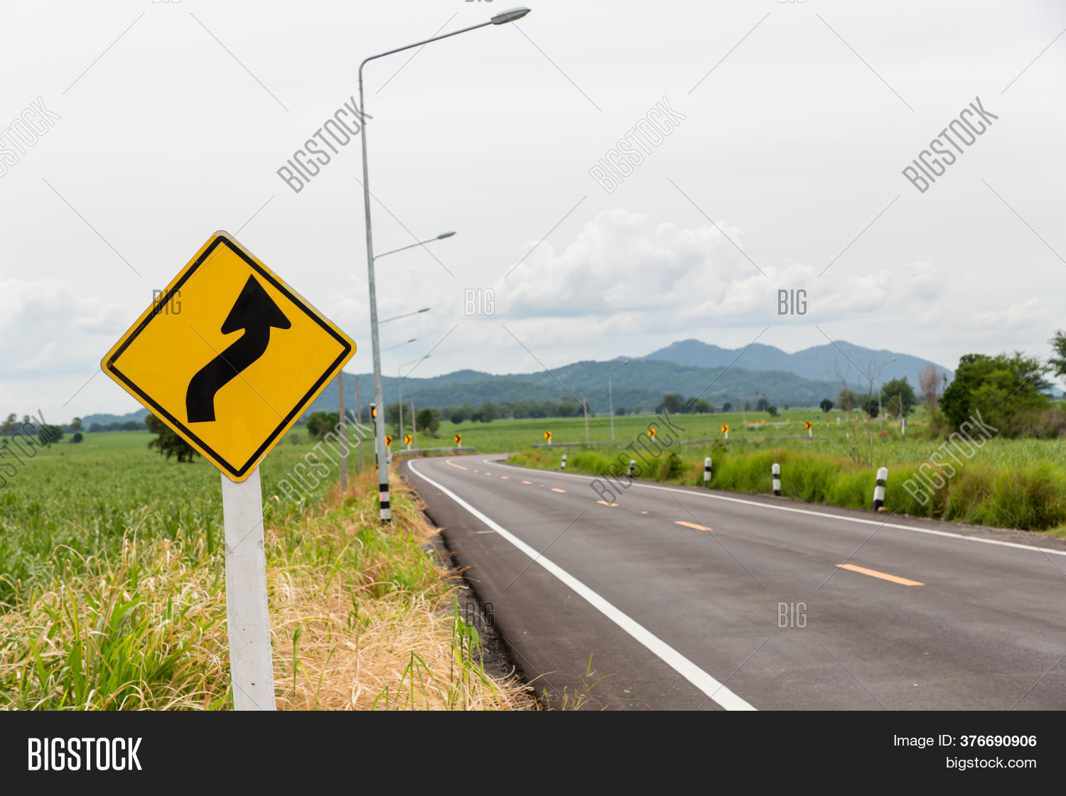 Sign Curved Road On Image & Photo (Free Trial) | Bigstock