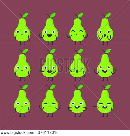 Pear Character Set Vector & Photo (Free Trial) | Bigstock