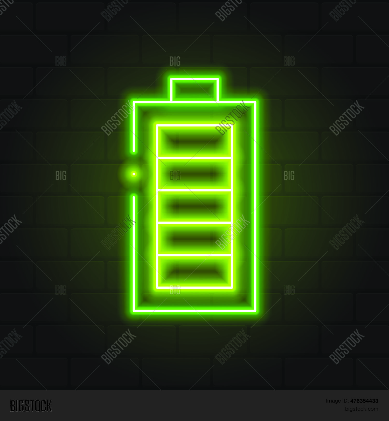 Glowing Neon Battery Vector & Photo (Free Trial) | Bigstock