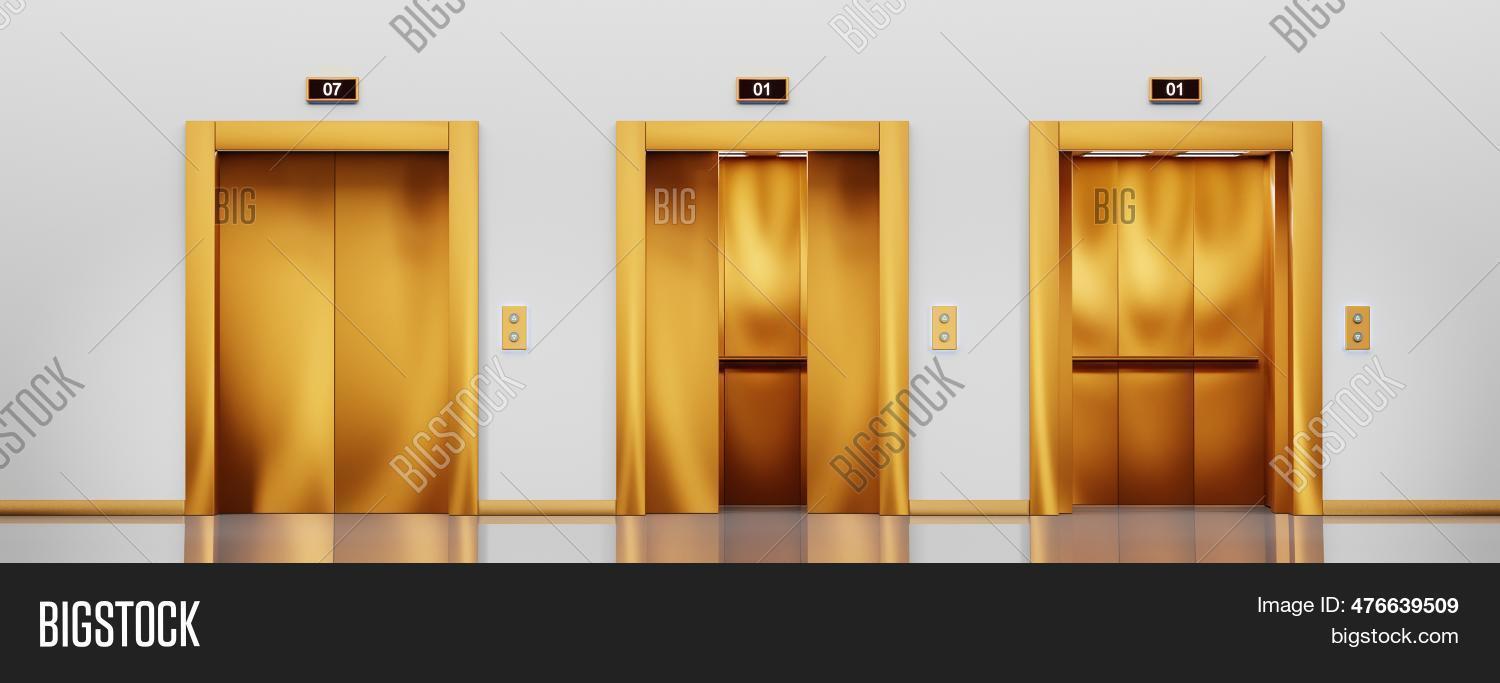 Golden Elevator Closed Image & Photo (Free Trial) | Bigstock