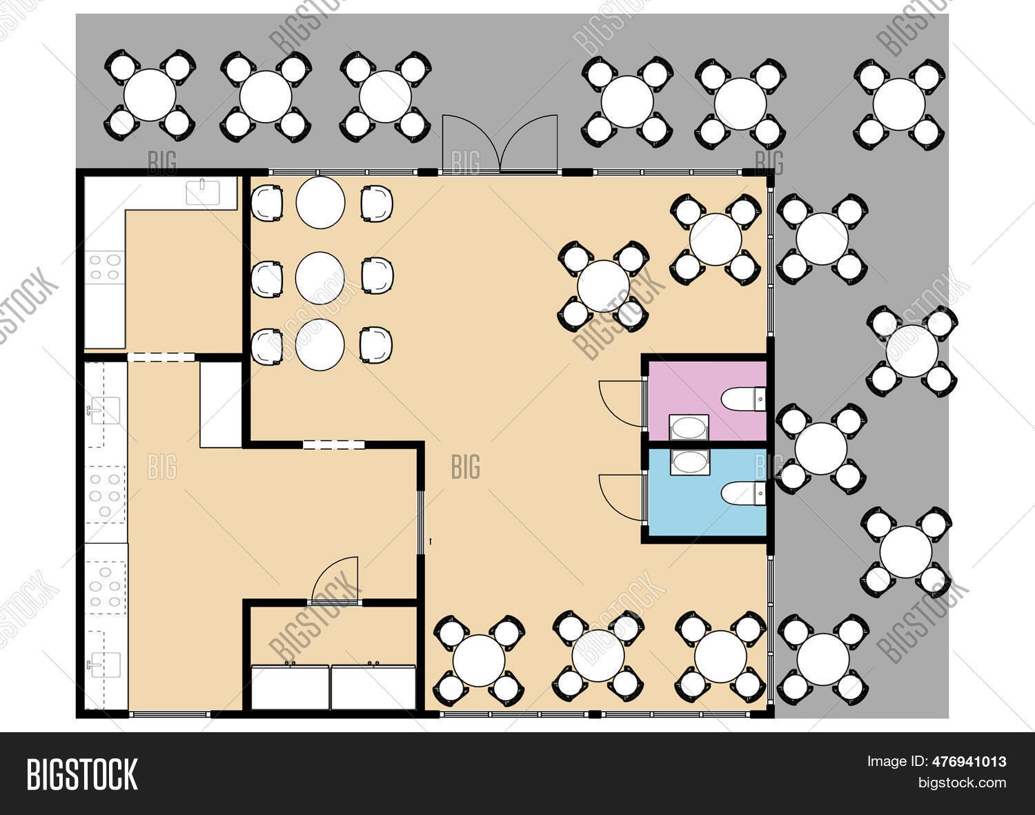 Cafe Top View Plans. Image & Photo (Free Trial) | Bigstock
