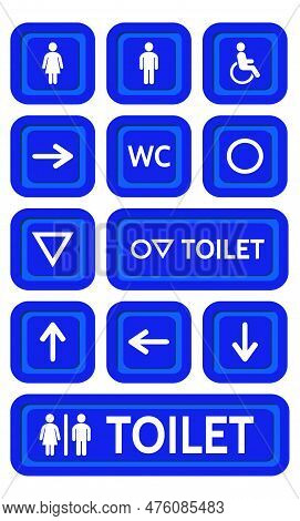 Blue Signs Set Toilet Vector & Photo (Free Trial) | Bigstock