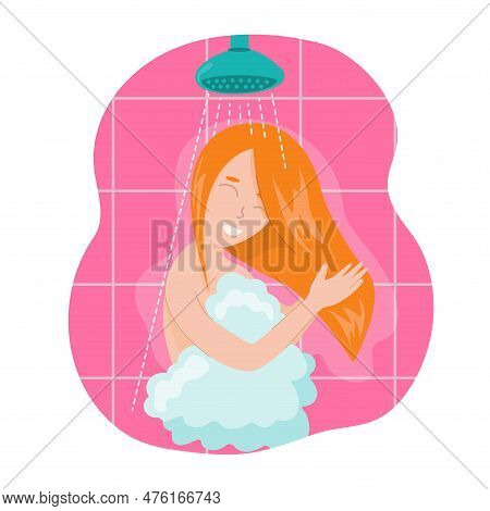 Cartoon Girl Taking A Shower