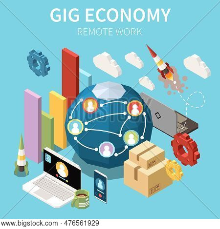 Gig Economy Isometric Vector & Photo (Free Trial) | Bigstock