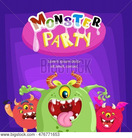 Monster Party Banner Vector & Photo (Free Trial) | Bigstock