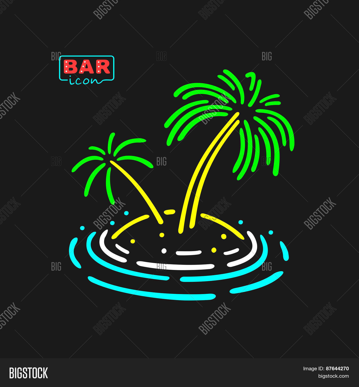Neon Symbol Palm Tree Vector & Photo (Free Trial) | Bigstock
