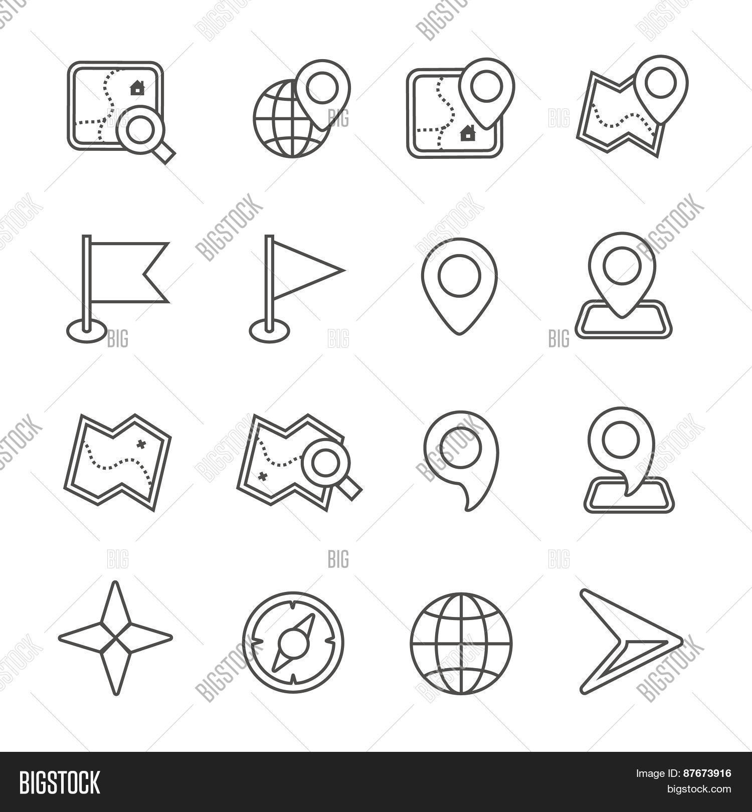 Map Icons On White Vector & Photo (Free Trial) | Bigstock