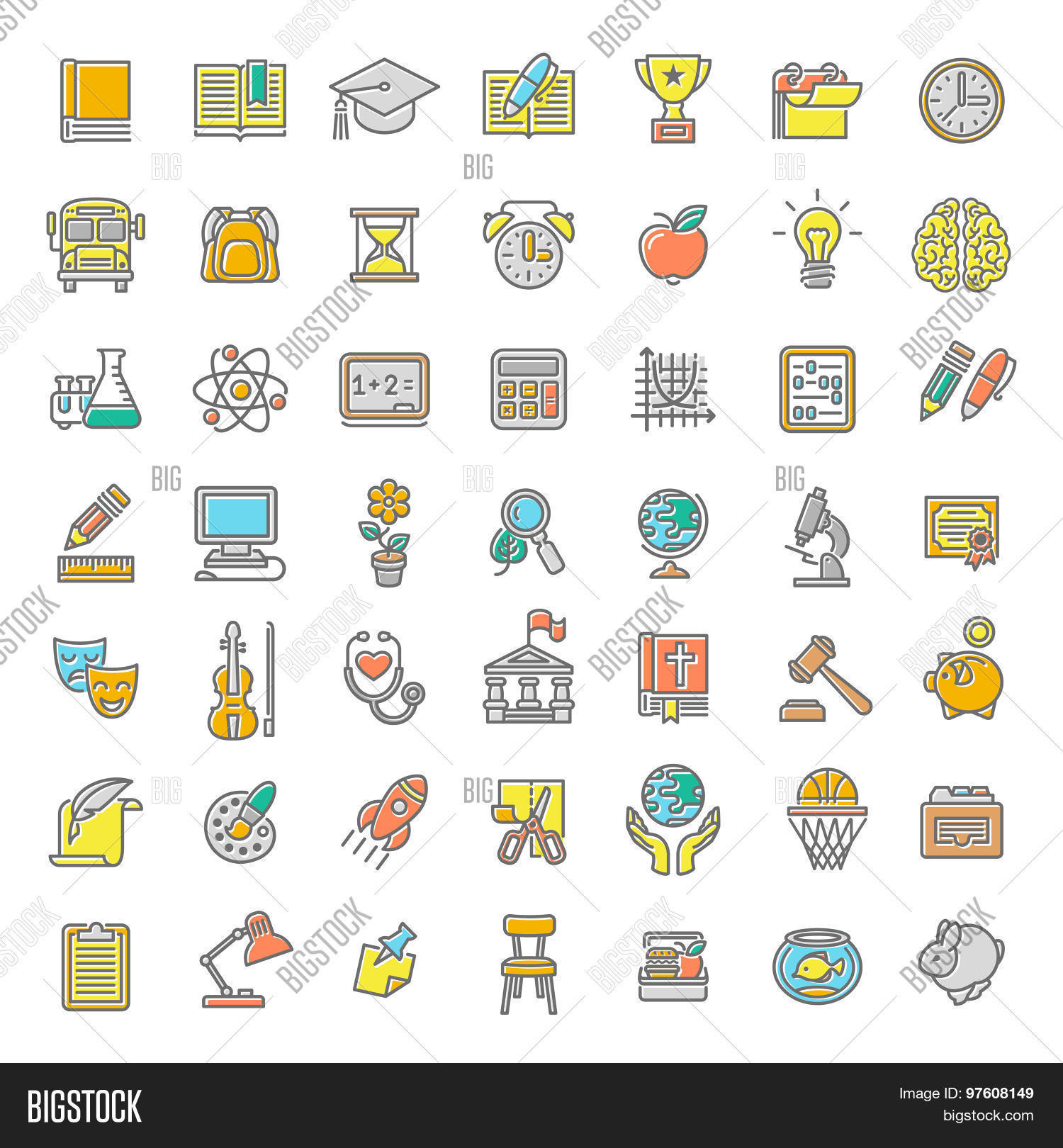 Flat Line Colorful Vector & Photo (Free Trial) | Bigstock