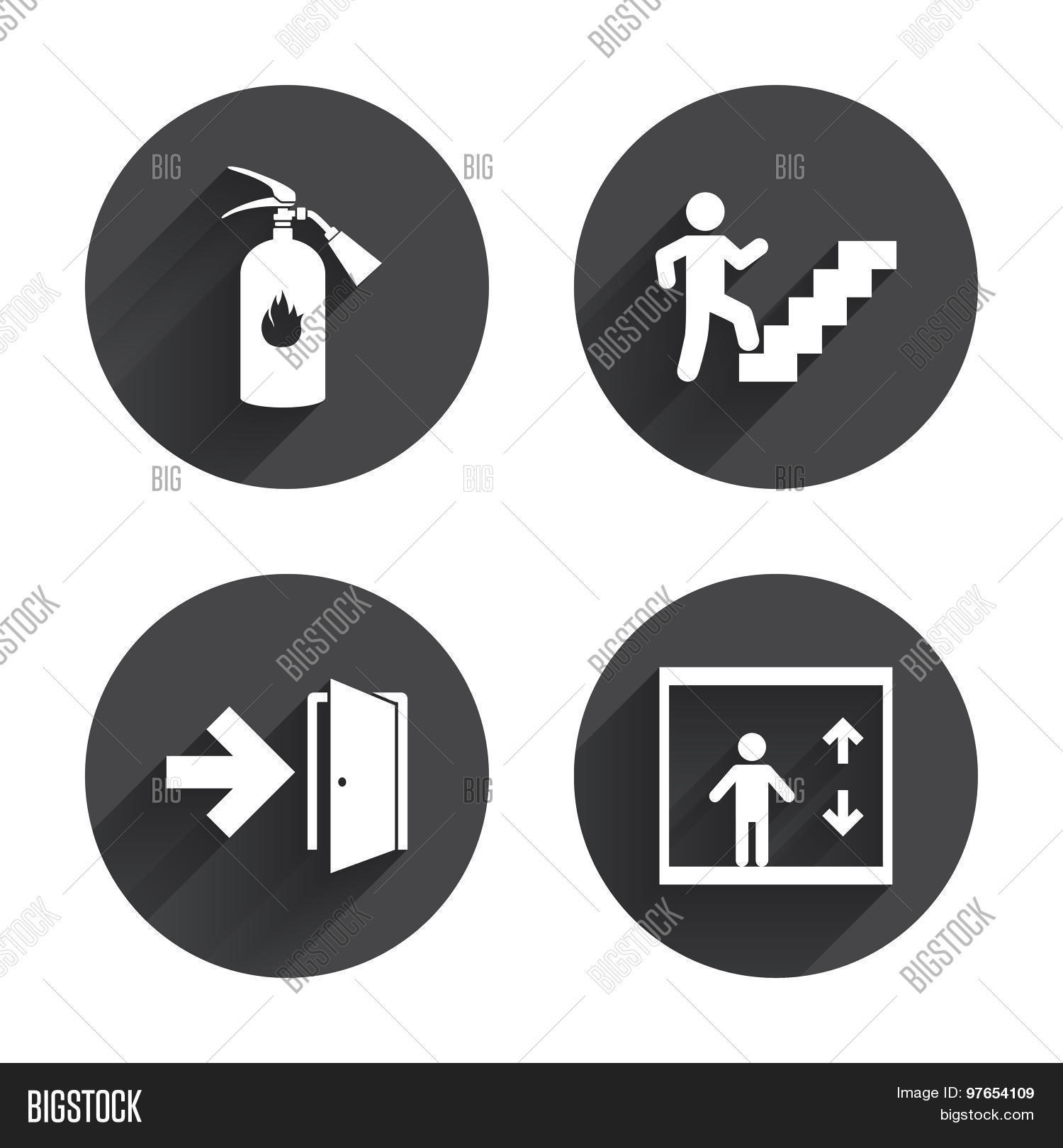 Emergency Exit Icons Vector & Photo (Free Trial) | Bigstock