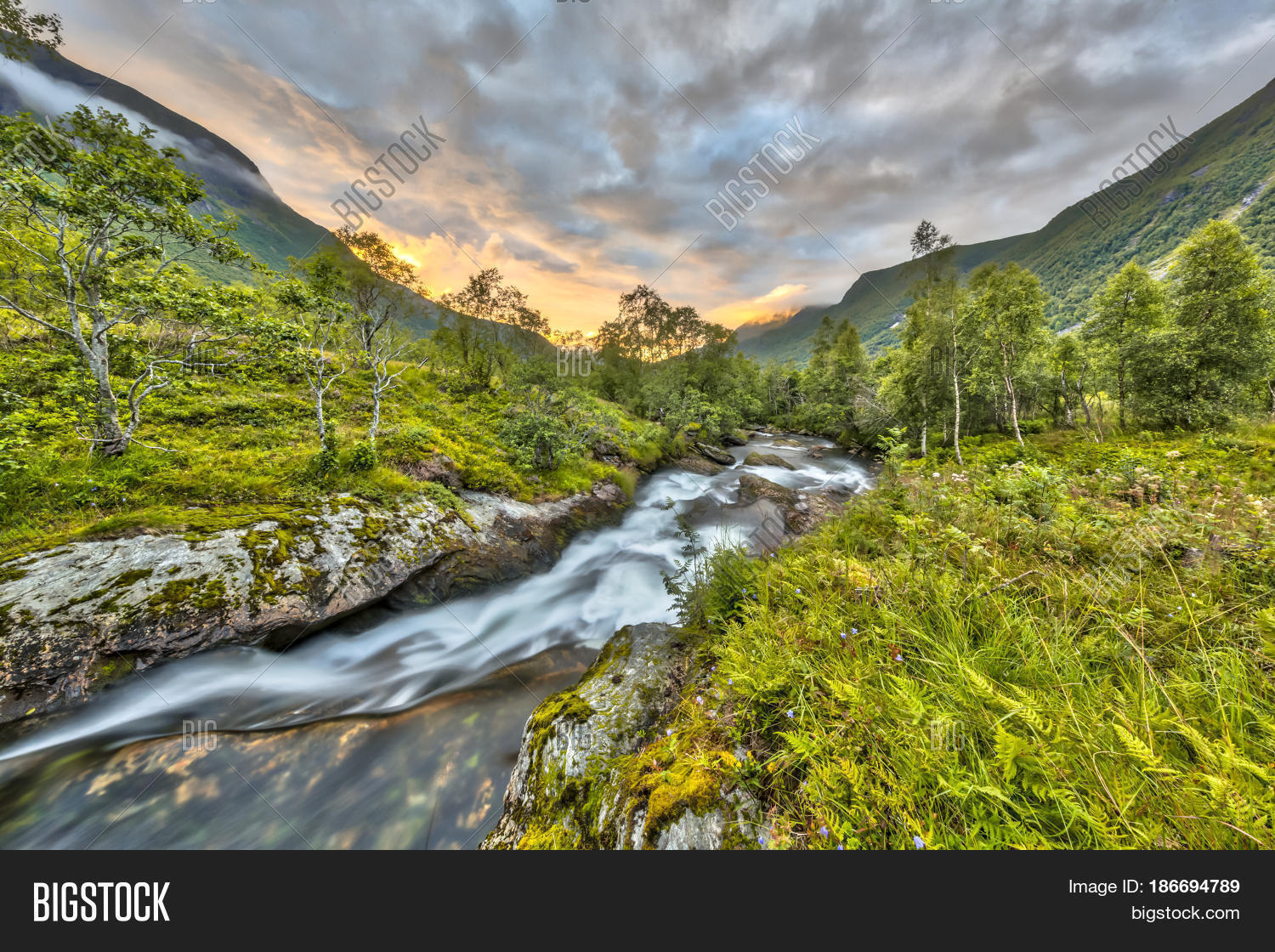 Sunset Over Wild River Image & Photo (Free Trial) | Bigstock
