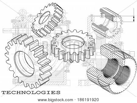 Drawings Cogwheels On Vector & Photo (Free Trial) | Bigstock