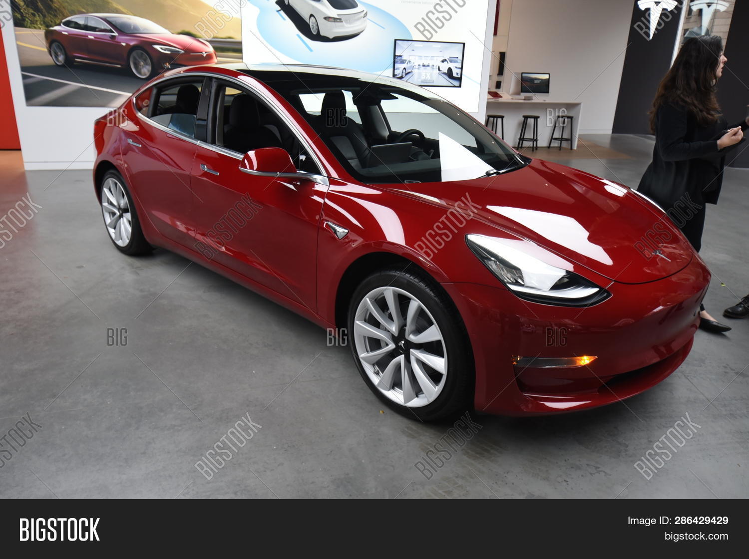 Tesla Red Model 3 All Image & Photo (Free Trial) | Bigstock