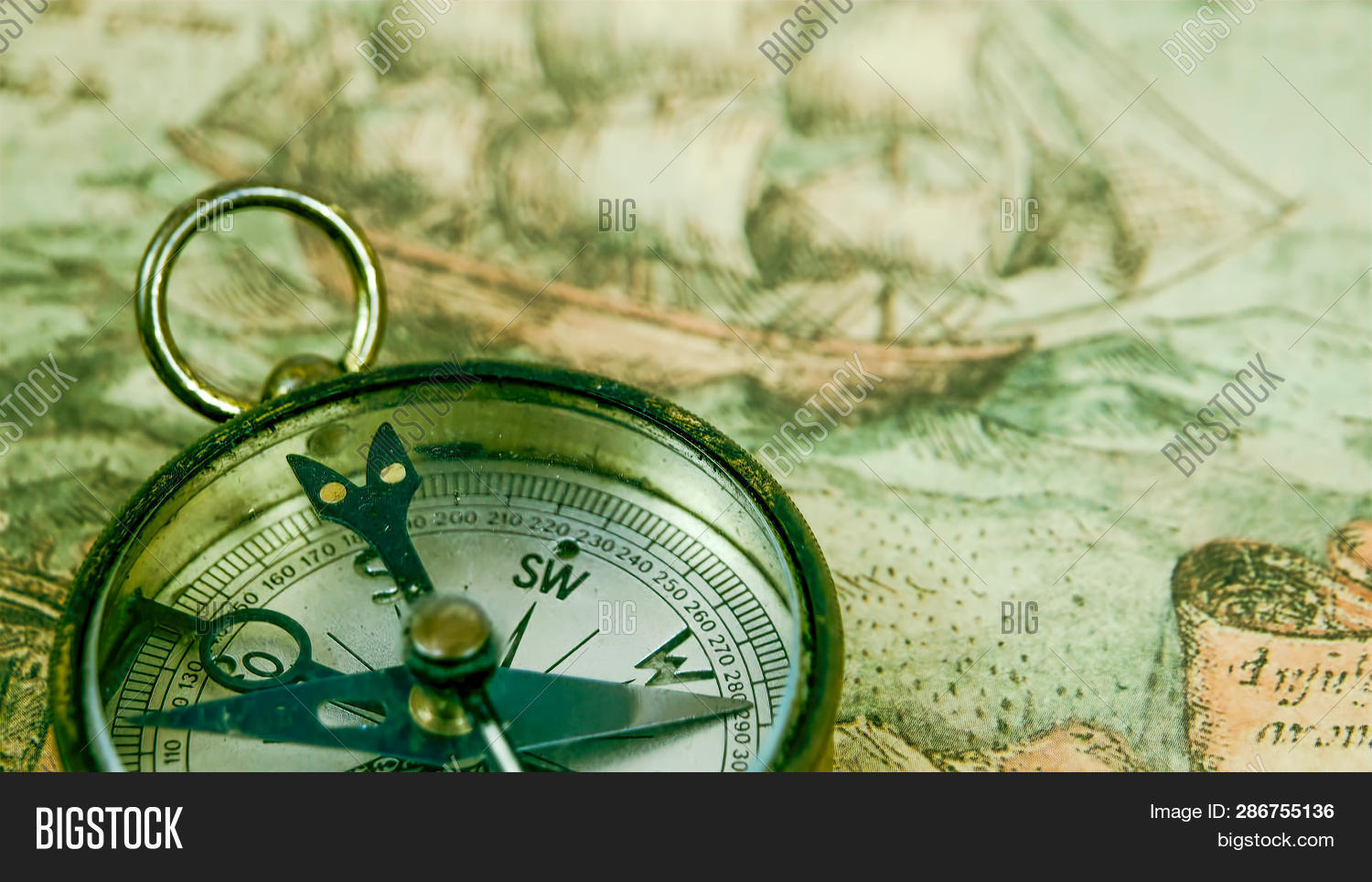Compass Lying On Map Image & Photo (Free Trial) | Bigstock