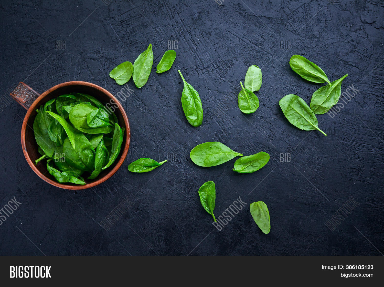 Spinach Bowl On Dark Image & Photo (Free Trial) | Bigstock