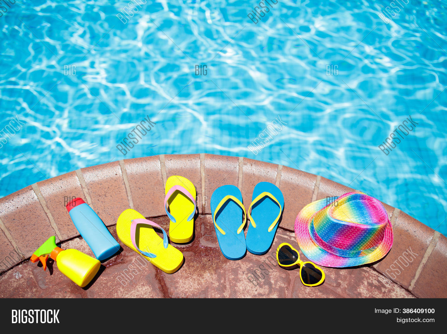 Pool Beach Items Flat Image & Photo (Free Trial) | Bigstock