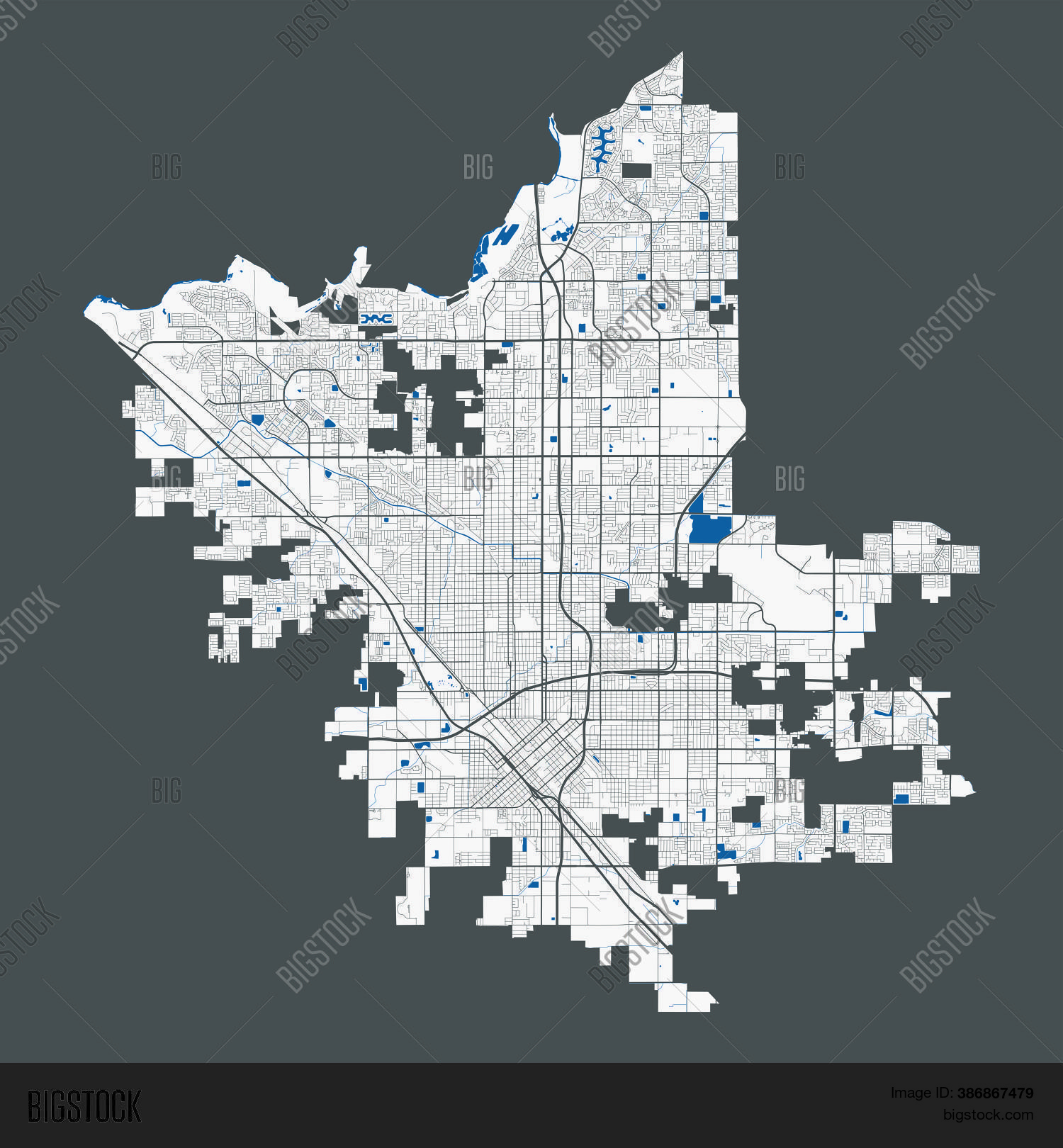 Fresno Map. Detailed Vector & Photo (Free Trial) | Bigstock