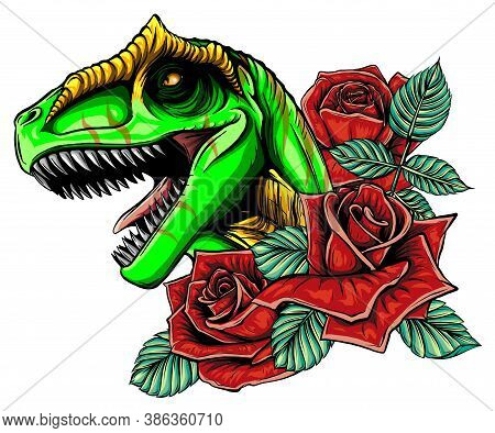 Dinosaur Roses Frame Vector & Photo (Free Trial) | Bigstock