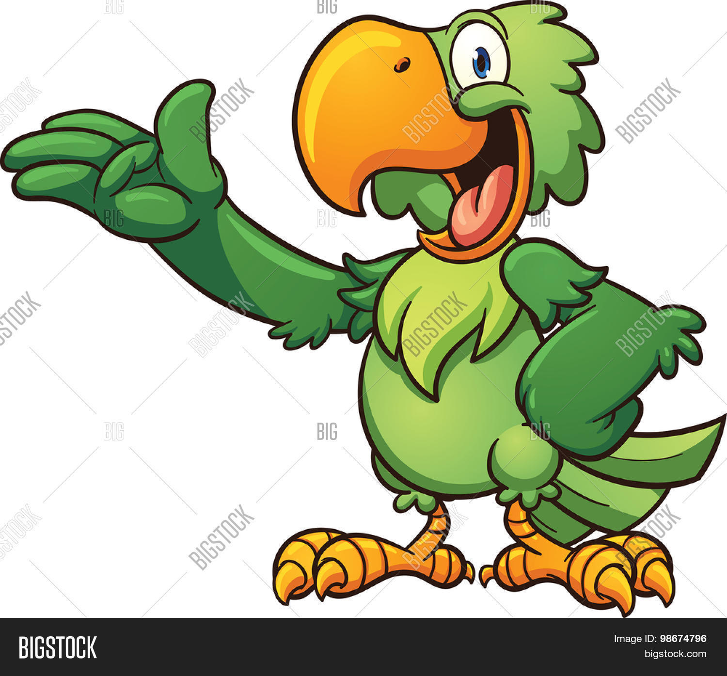 Cartoon Green Parrot Vector & Photo (Free Trial) | Bigstock