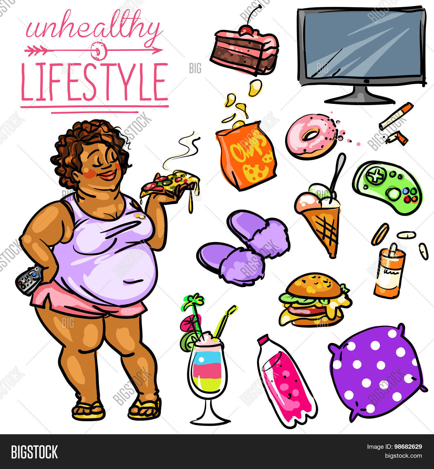 Unhealthy Lifestyle Vector & Photo (Free Trial) | Bigstock