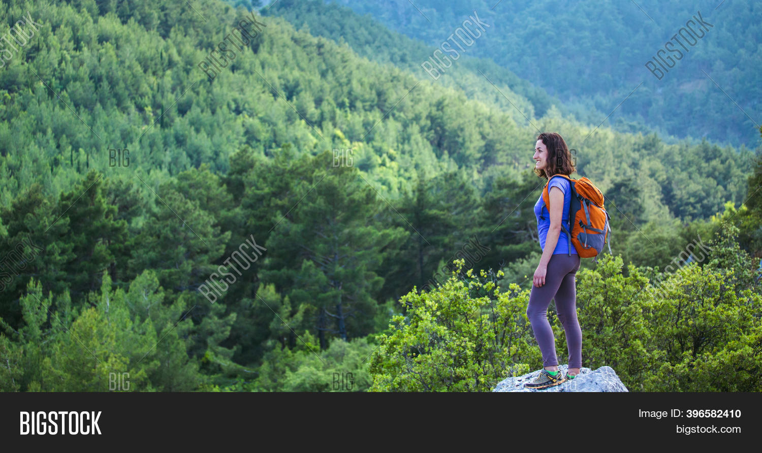 Woman Backpack Stands Image & Photo (Free Trial) | Bigstock