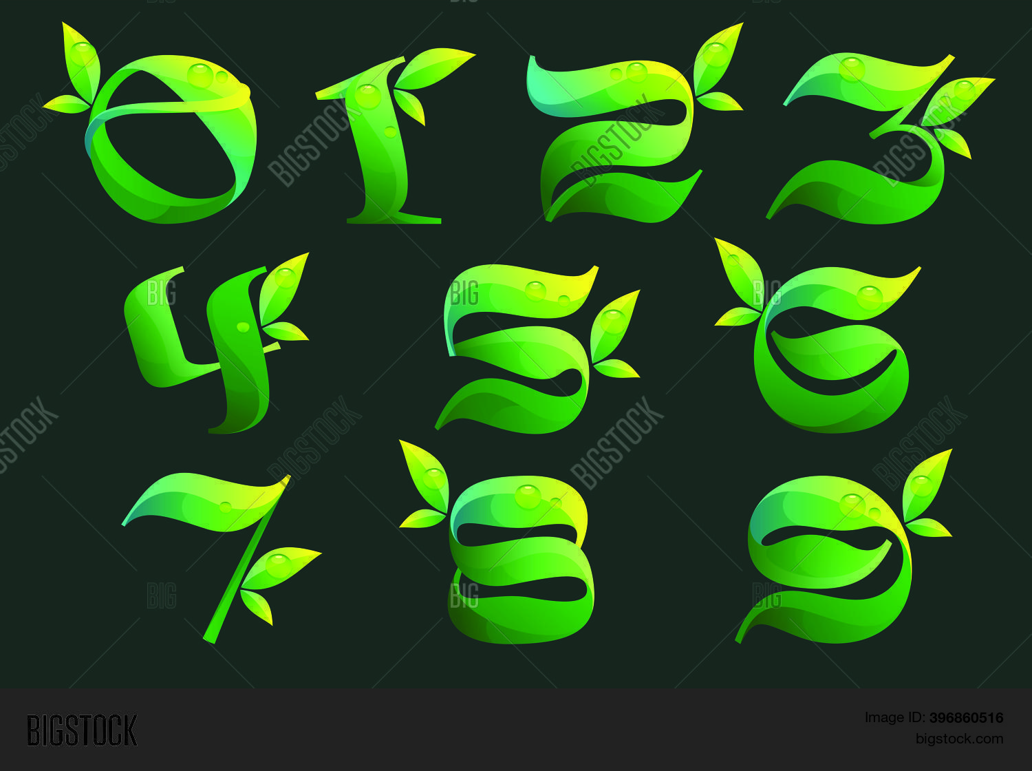 Numbers Set Green Vector & Photo (Free Trial) | Bigstock