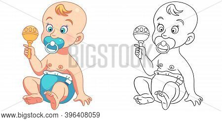 Coloring Page Baby Vector & Photo (Free Trial) | Bigstock