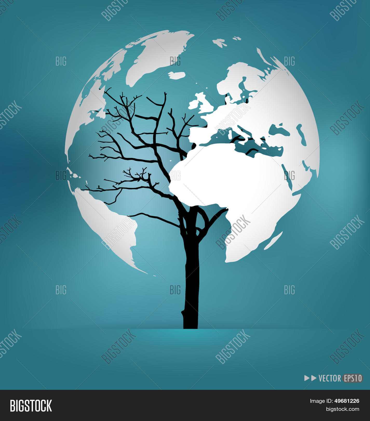 Tree Shaped World Map Vector & Photo (Free Trial) | Bigstock
