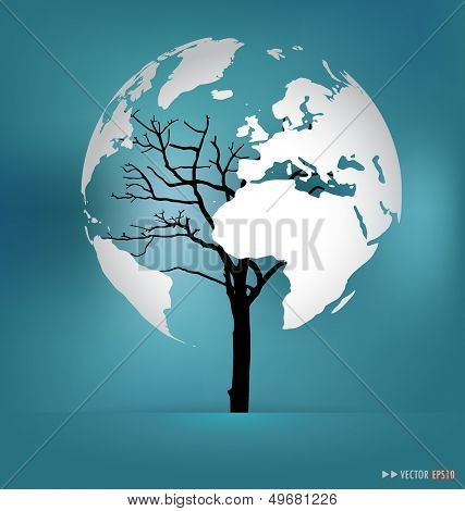 Tree Shaped World Map Vector & Photo (Free Trial) | Bigstock