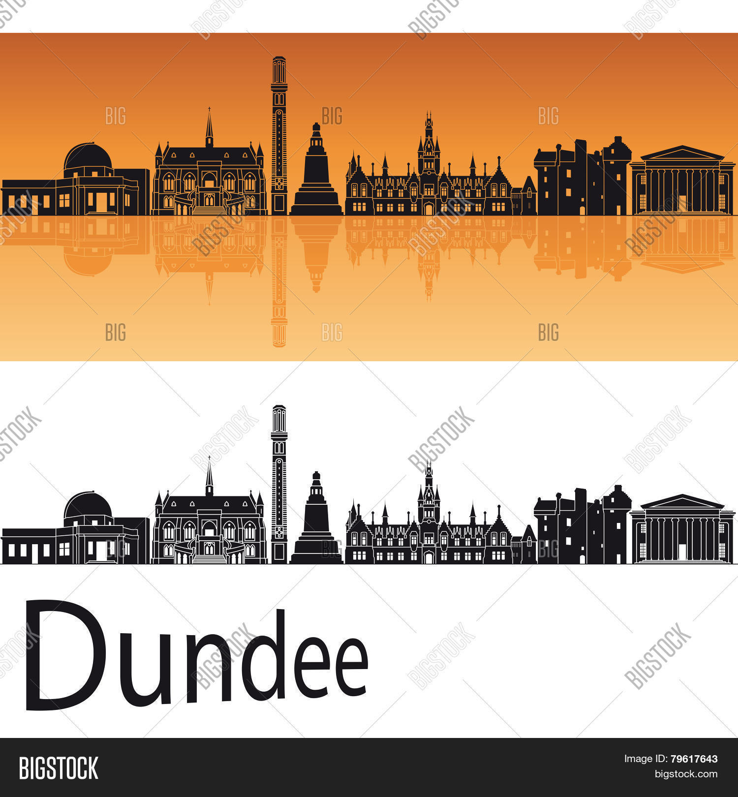 Dundee Skyline Orange Vector & Photo (Free Trial) | Bigstock