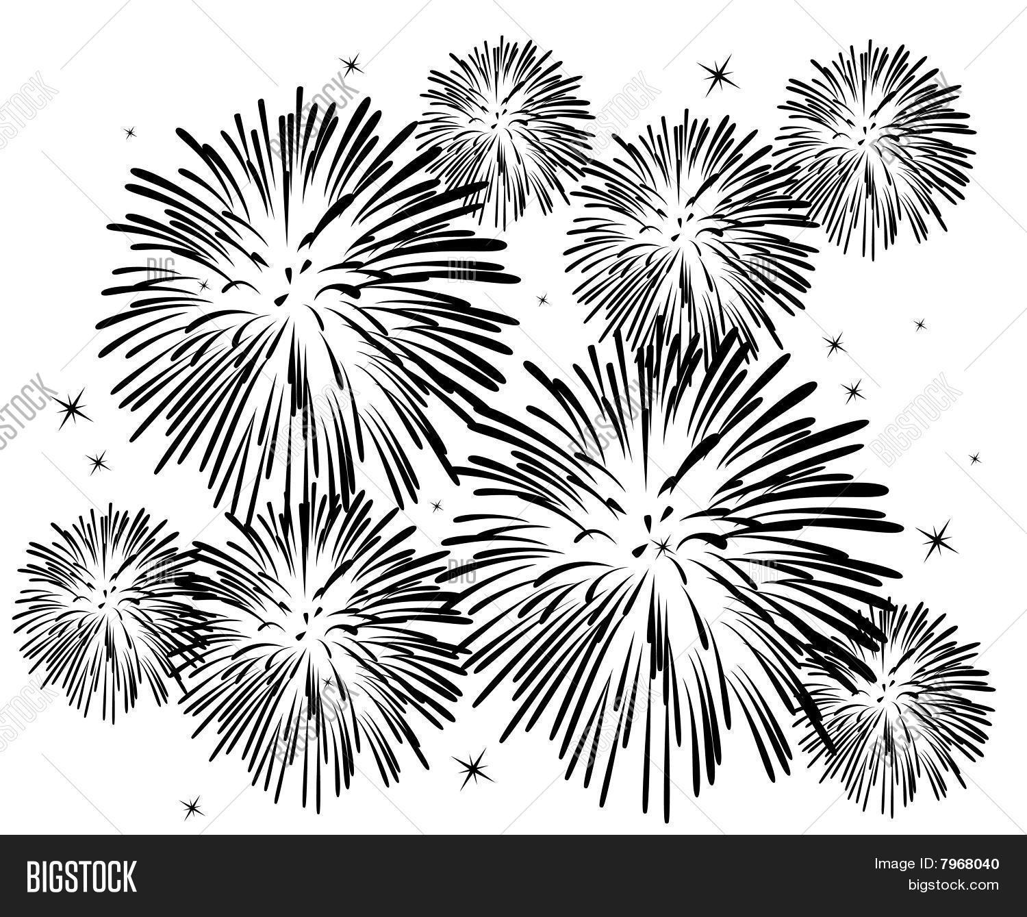 Black White Fireworks Vector & Photo (Free Trial) | Bigstock