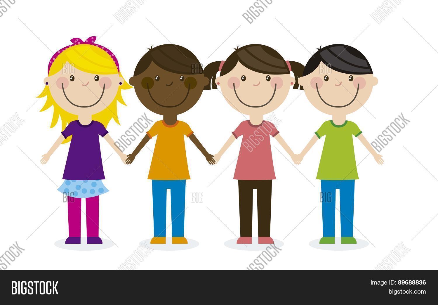 Happy Group Children Vector & Photo (Free Trial) | Bigstock
