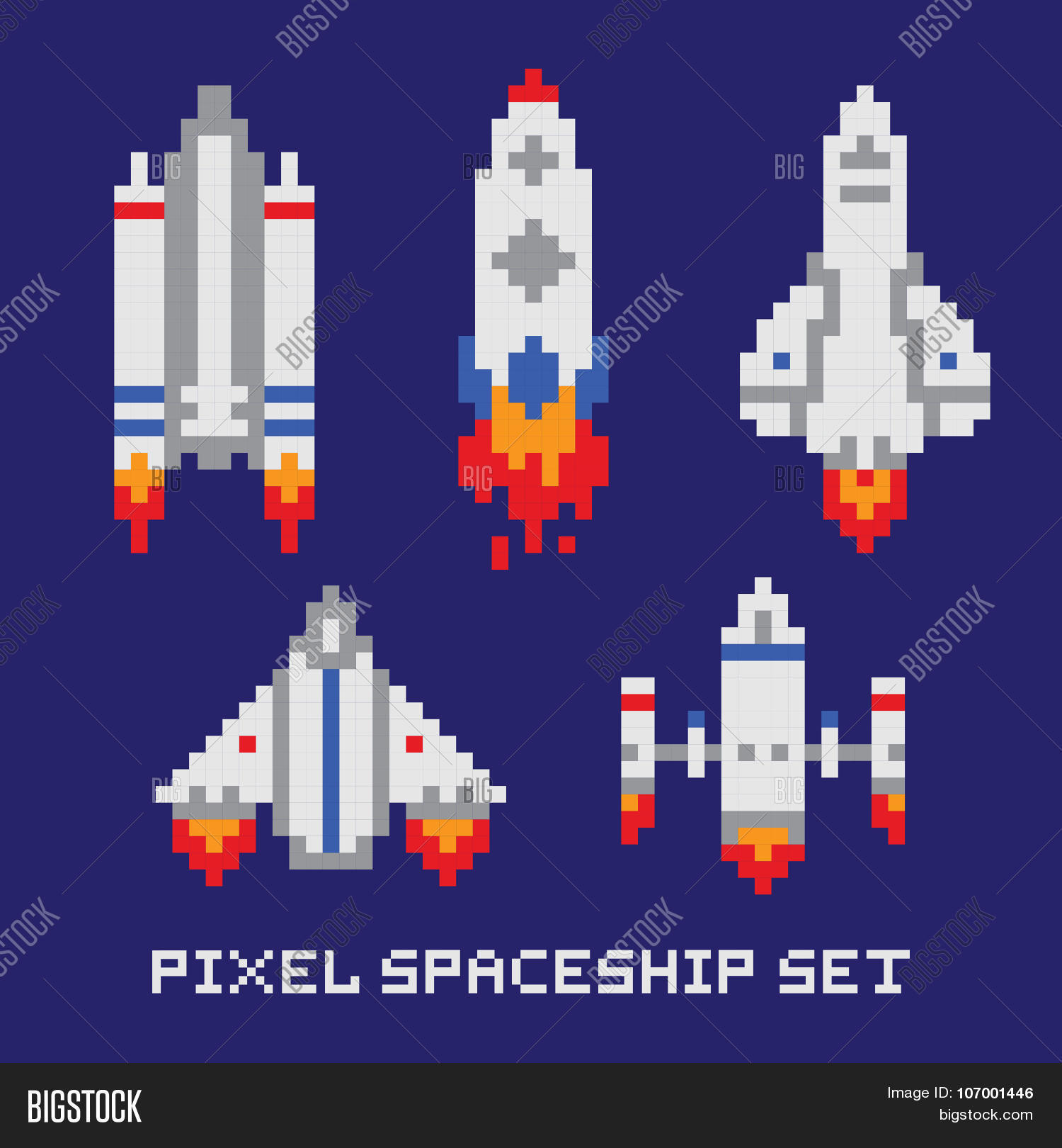Pixel Art Spaceship Vector & Photo (Free Trial) | Bigstock