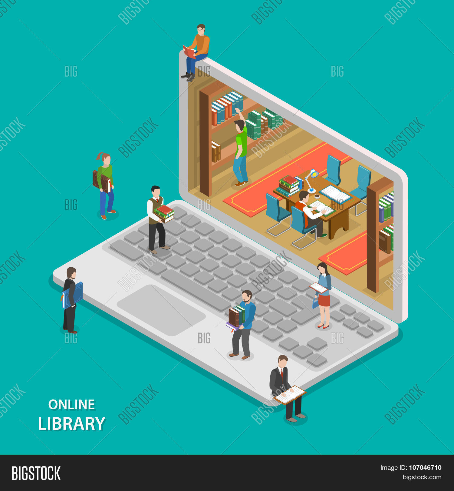 Online Library Flat Vector & Photo (Free Trial) | Bigstock