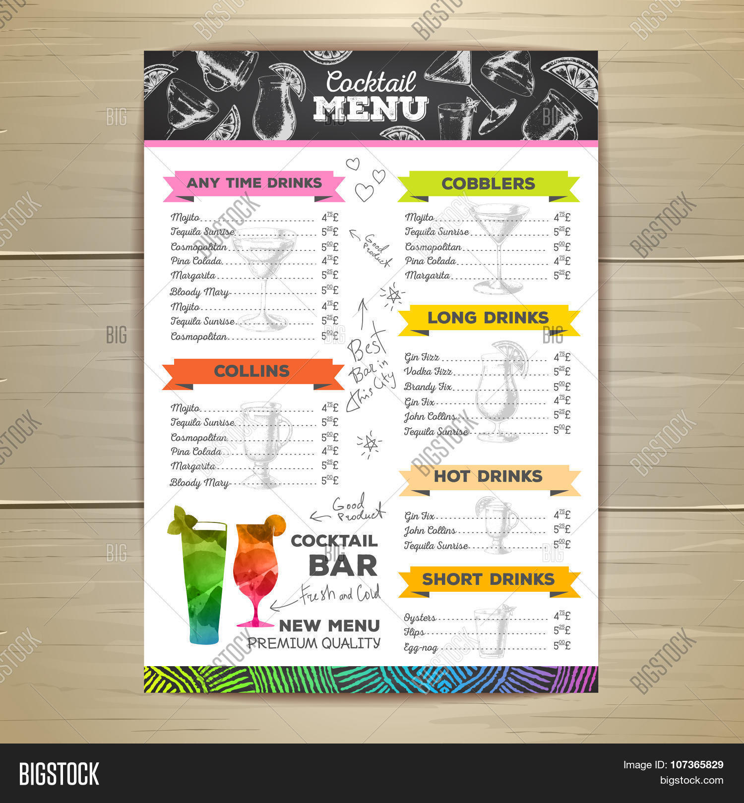 Vintage Cocktail Menu Vector & Photo (Free Trial) | Bigstock