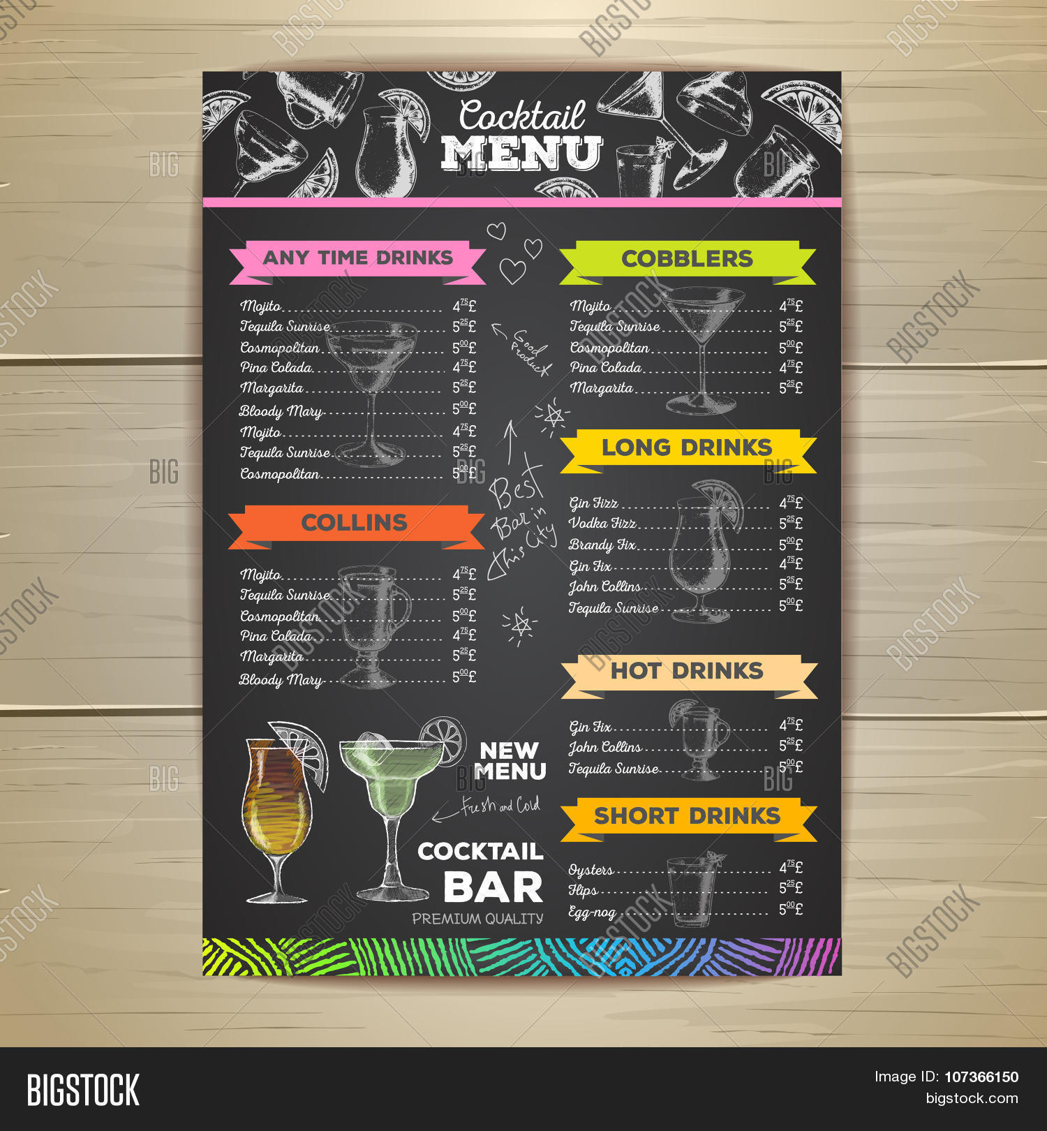 Vintage Cocktail Menu Vector & Photo (Free Trial) | Bigstock
