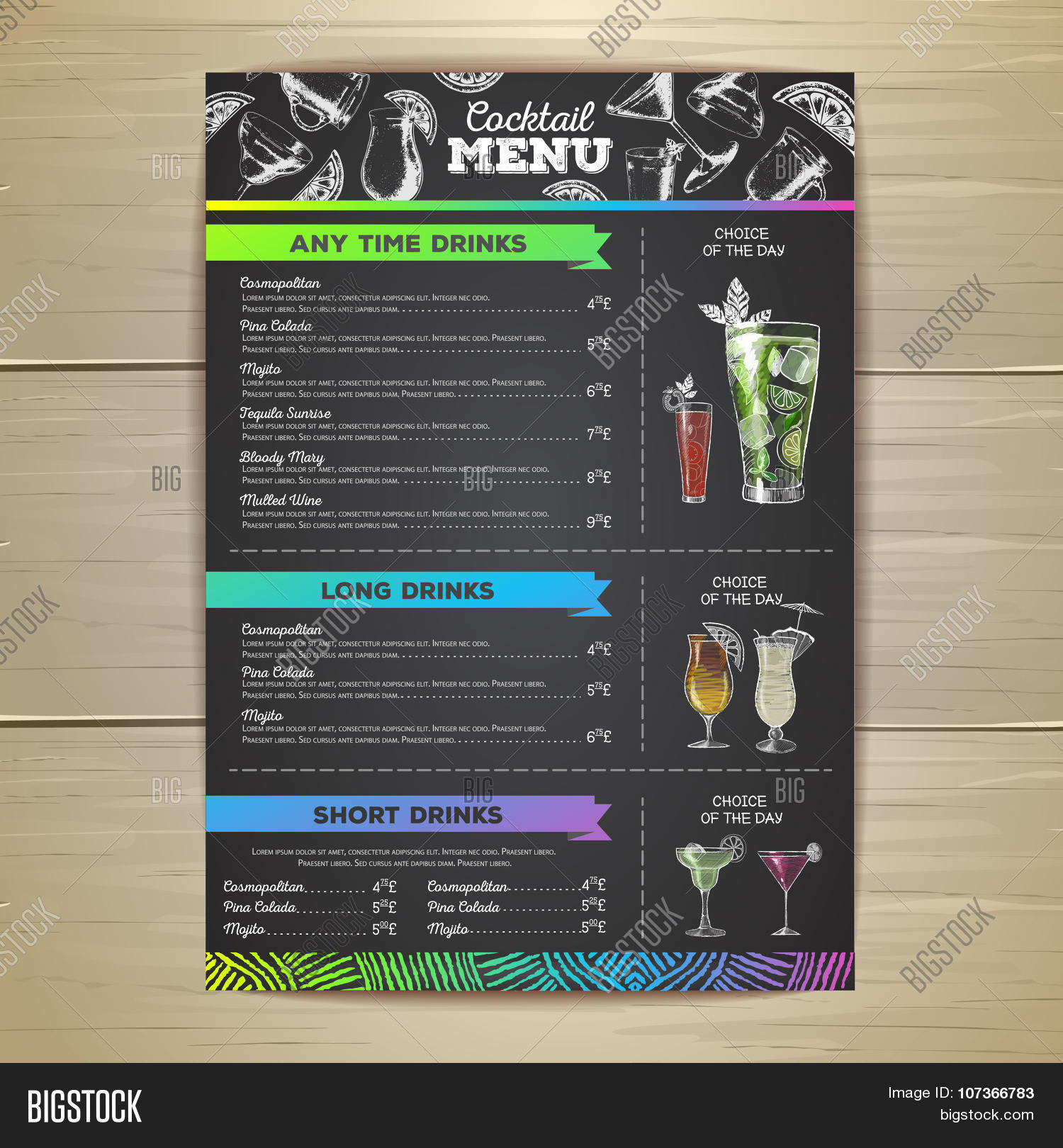 Vintage Cocktail Menu Vector & Photo (Free Trial) | Bigstock
