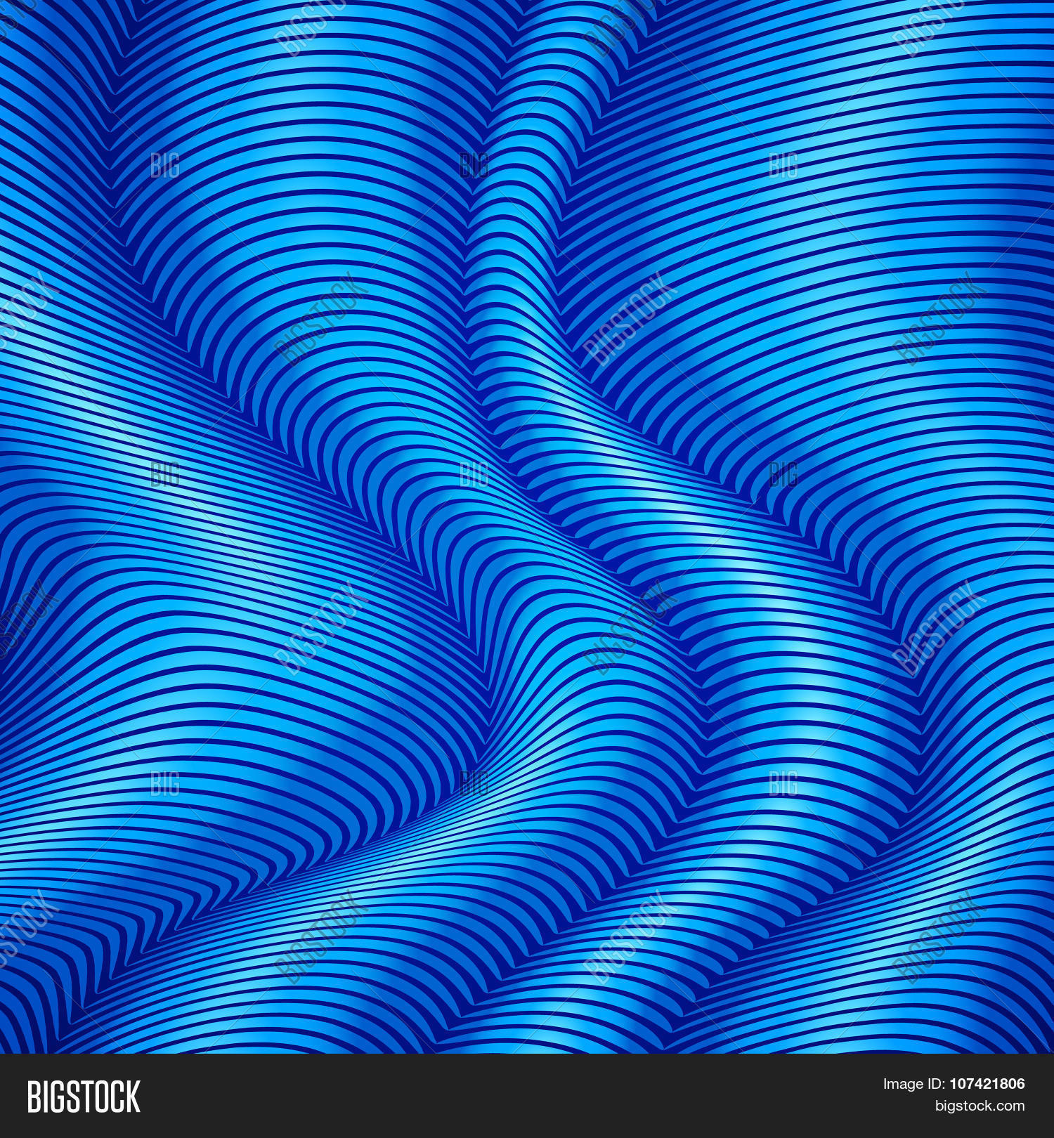 Blue Striped Waves 3d Vector & Photo (Free Trial) | Bigstock