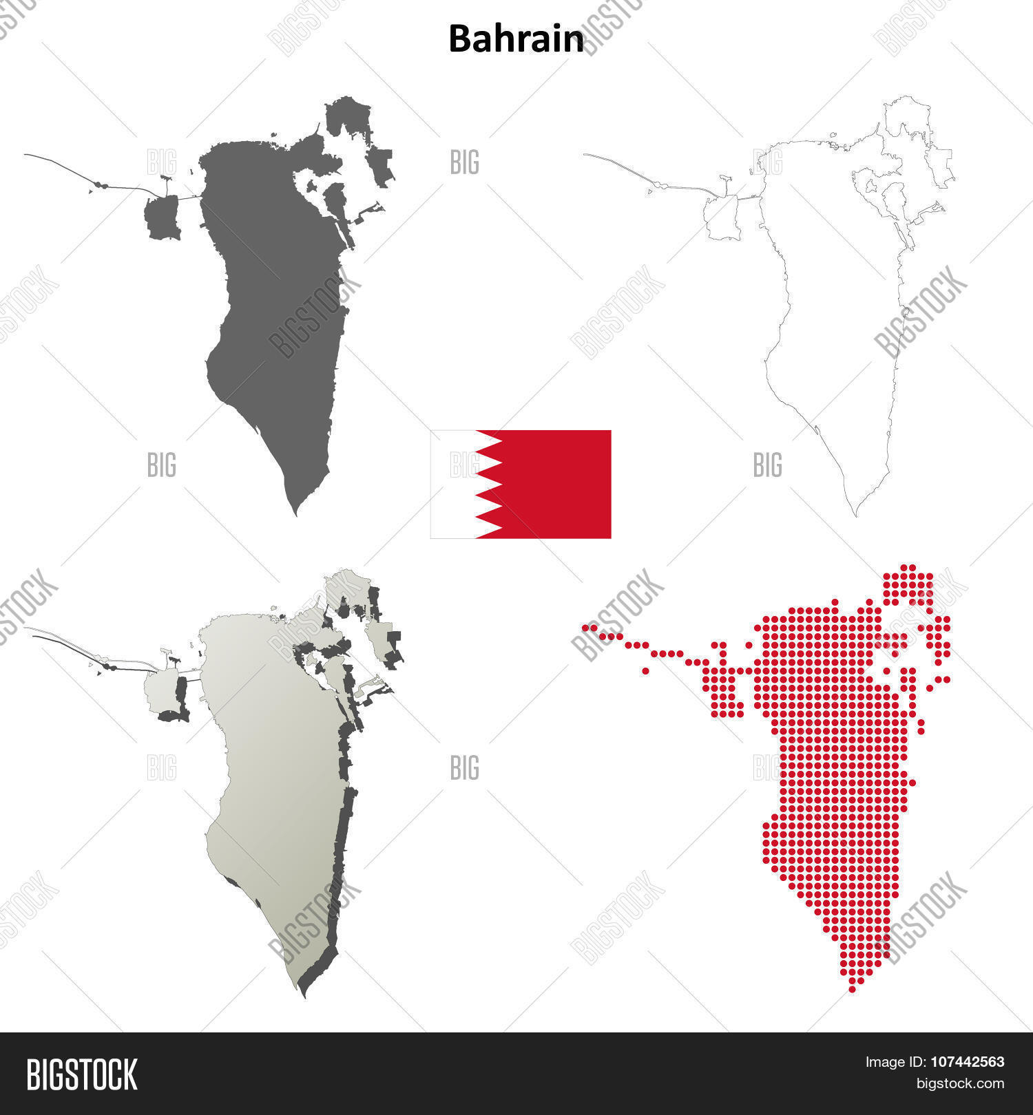 Bahrain Outline Map Vector & Photo (Free Trial) | Bigstock