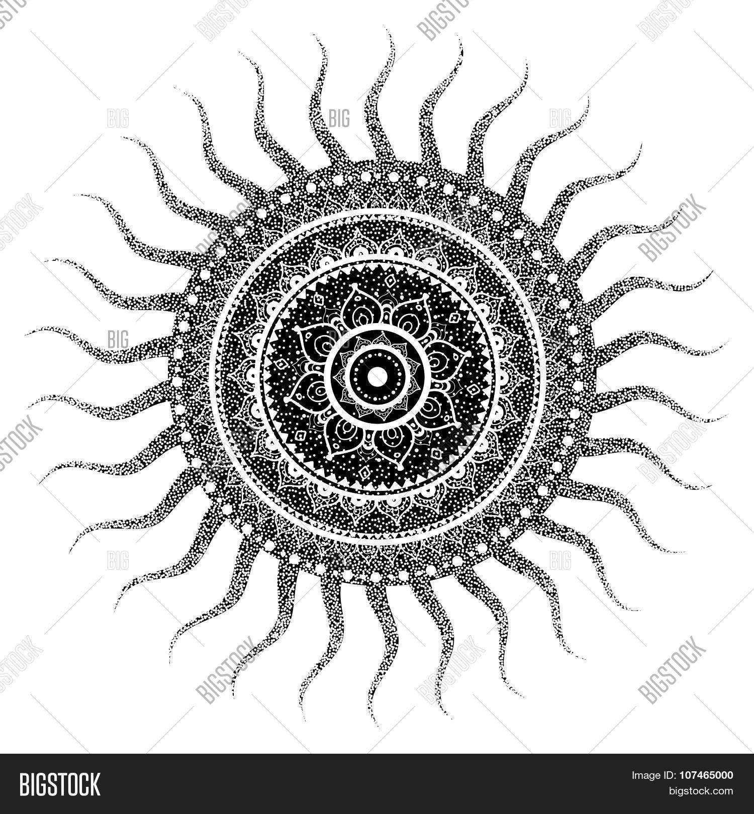 Sun. Dotwork Vintage Vector & Photo (Free Trial) | Bigstock