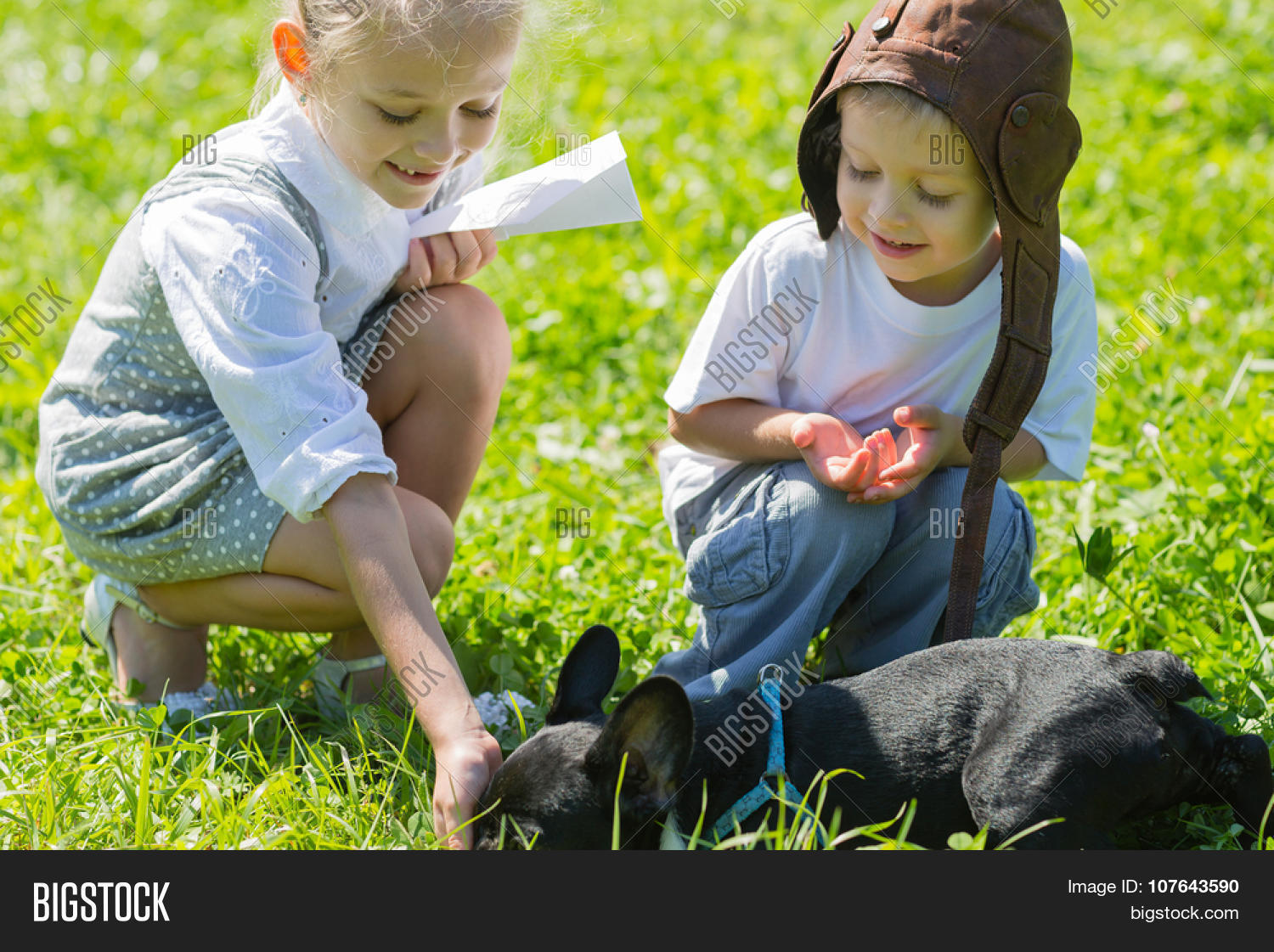 Happy Kids Playing Dog Image & Photo (Free Trial) | Bigstock