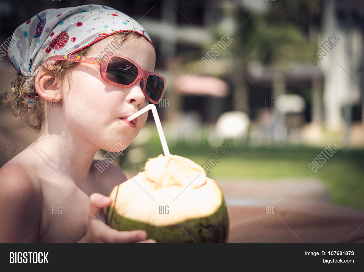 Girl Coconut On Beach Image & Photo (Free Trial) | Bigstock