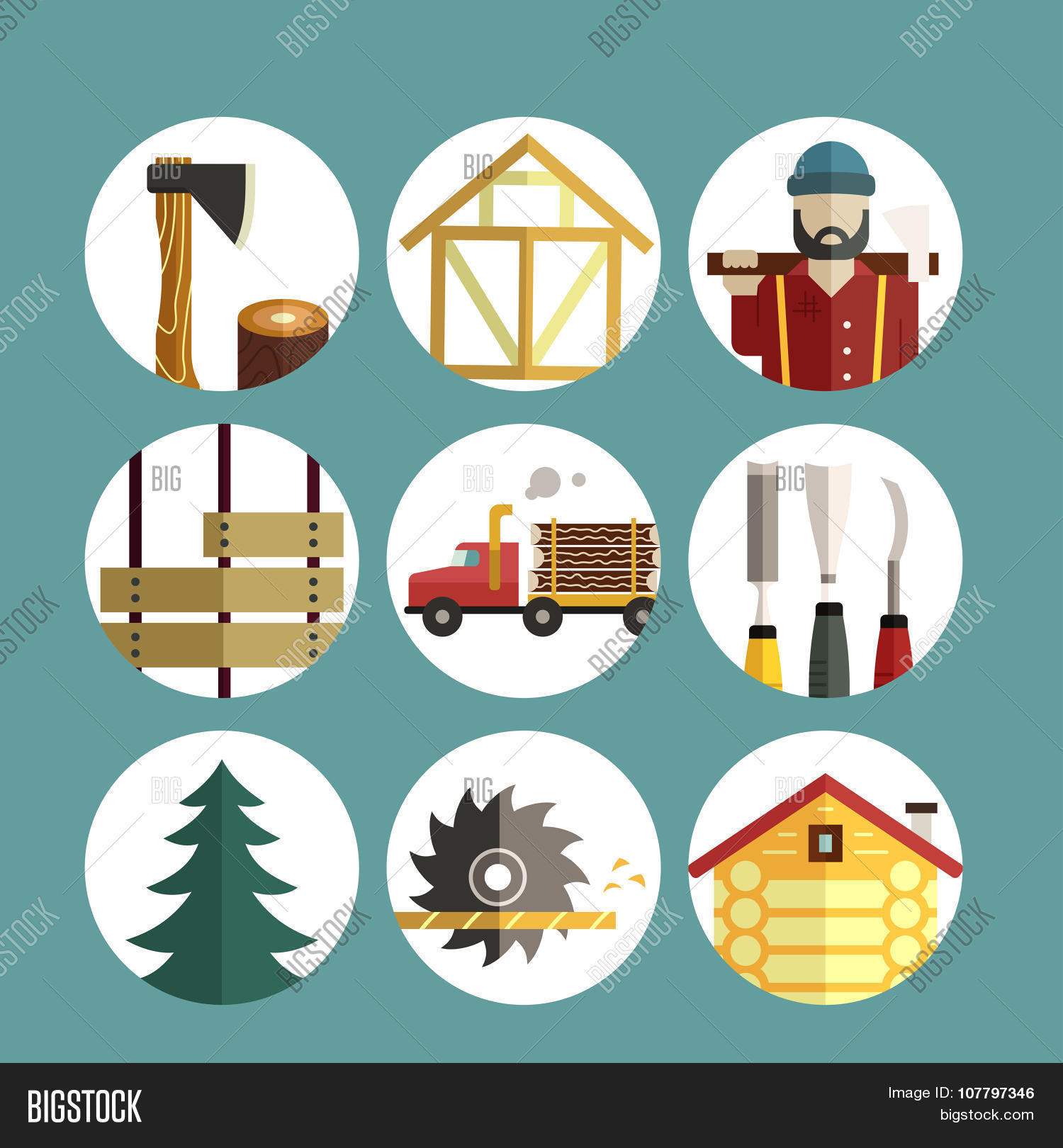 Timber Industry Icons Vector & Photo (Free Trial) | Bigstock